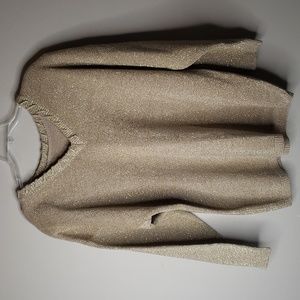 Vintage | Sweaters | Vintage Shenanigans Crochet Knit Gold Sparkle ...